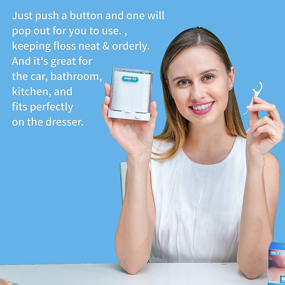 LIAMOSS Dental Floss Dispenser-Adult Unbreakable and Shred-Resistant Flossers-188 Count Professional Toothpicks Sticks-Perfect Dental Tools for Super Clean Teeth