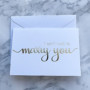 MAGJUCHE I Can't Wait to Marry You Wedding Day Card, to Your Bride or Groom, Gold Foil Notecard Love Note Before I Do