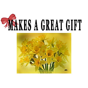 Flower Yellow Daffodil Floral Kitchen Glass Cutting Board Decorative Gift For Mom Daffodil Bouquet Design