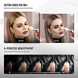 NEEWER Esthetician Light with Phone Holder & Travel Bag Kit, Support 2.4G/PC/MAC Control & Separate Control of 2 LED Light Heads, CRI98+ Bi Color Stepless Dimmable Tattoo Lighting Lash Lamp, BH40B