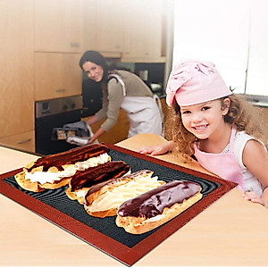 Esanvil Silicone Baking Mat（2 Piece-Set）Non-Stick Oven Liner Perforated Steaming Mesh Pad Food Safe Baking Sheets For Macaron/Pastry/Cookie/Pizza/Bun/Bread Making