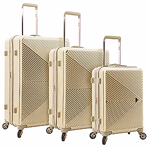 kensie Women's Dawn Hardside Spinner Luggage, Pale Gold, 3-Piece Set (20/24/28)