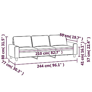 vidaXL 3-Seater Sofa Light Gray 82.7" Microfiber Fabric