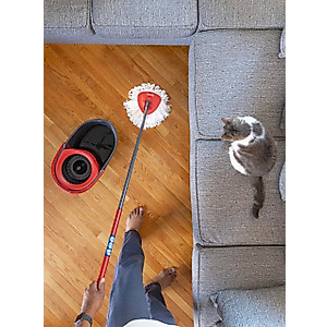 O-Cedar EasyWring Microfiber Spin Mop & Bucket Floor Cleaning System + 2 Extra Refills, Red/Gray