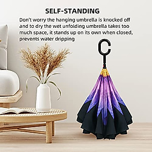 Trenovo Inverted Umbrella - 2023 Pro-Series Windproof Reverse Umbrella with C-Shaped Handle, Upside Down Umbrella for Rain, Updated Waterproof Tech & Wind Resistant Double Layer Stick Umbrella, Anti-UV Inside Out Umbrella for Car, Women and Men (Lucite)