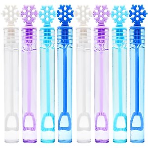 48 Pack Bubbles for Kids Party Favors - 4 Colors Mini Snowflake Bubble Wand Bulk with Bubbles Refill Solution Toys for Christmas Winter Easter Basket Goodie Bag Stuffers Birthday Gifts Supplies
