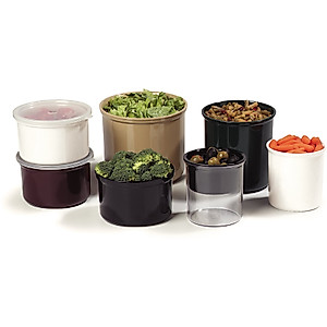 Carlisle FoodService Products Classic Round Storage Container Crock with Lid for Kitchen, Restaurants, Home, Plastic, 1.5 Quarts, Brown, (Pack of 6)