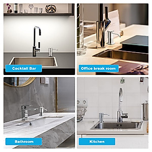 Soap Dispenser for Kitchen Sink with 304 Stainless Steel Pump Head, fit 1’’-3'' Thick Countertop, Built in Soap Pump with Continuous Extension Tube & Large Capacity Bottle in Brushed Nickel