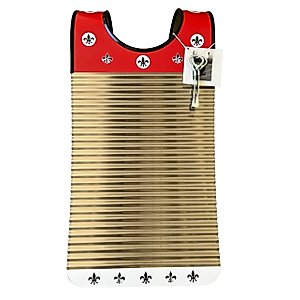 Zydeco Washboard "Red & White Cajun Fleur De Lis Key of Z Rubboards Free Scratchers Frottoir Scrubboard Zydeco Washboard Percussion Instrument Handmade Louisiana Made By Tee Don Authentic Original