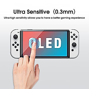 amFilm OneTouch Screen Protector Designed for Nintendo Switch OLED model 2021 - With Auto Alignment Kit, Bubble Free, Glass, 2 Pack