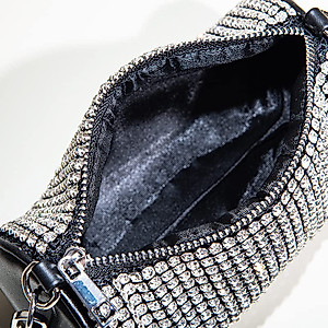 ALOLBAG Rhinestone Cylinder Bucket Bag for Women Bling Sparkle Purse Crystal Clutch Party Shoulder Bag Prom Ladies Crossbody Bags (Black)
