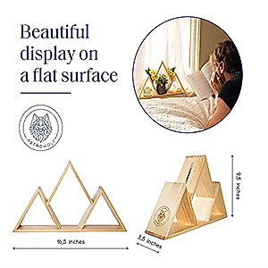 Astrowolf Mountain Floating Shelf, Wooden Mountain Wall Decor for Home, Woodland Nursery, Wood Triangle Shelf for Crystals, Cabin & Bedroom Art Shelves - Great Gifts