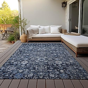 Addison Rugs Chantille ACN651 Blue 9' x 12' Indoor Outdoor Area Rug, Easy Clean, Machine Washable, Non Shedding, Bedroom, Living Room, Dining Room, Kitchen, Patio Rug