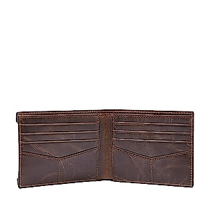 Fossil Men's Derrick Leather Bifold Sliding 2-in-1 with Removable Card Case Wallet, Dark Brown, (Model: ML3685201)