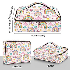 Kcldeci Insulated Thermal Food Carrier Insulated Casserole Carrier for Hot or Cold Food,Rainbow Clouds Stars Insulated Tote Bag for Potluck Cookouts Parties Picnic,Lasagna Lugger