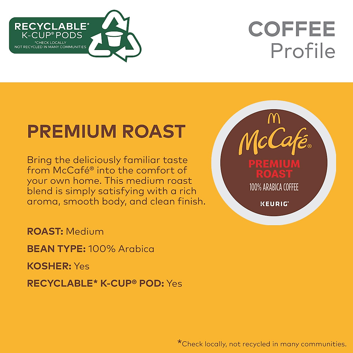McCafe Premium Medium Roast K-Cup Coffee Pods, Premium Roast, 84 Count