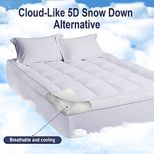 HYPREST Mattress Topper Twin XL, Extra Thick Down Alternative Mattress Topper 1300 GSM, 100% Cotton Cooling Soft Quilted Plush Pillow Top Mattress Pad 8-24"