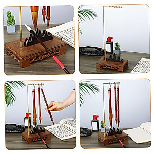 EXCEART Chicken Wing Wood Pen Hanging Calligraphy Stand Shelf Brush Pen Organize Rack Brush Holder Chinese Calligraphy Brush Stand Brush Pen Hanging Rack Display Stand Brass