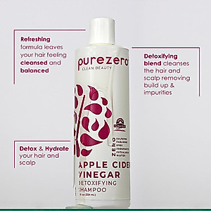 Purezero Apple Cider Vinegar Shampoo & Conditioner Set - Detox Scalp & Hair - pH balanced -Increase Hydration - Zero Sulfates, Parabens, Dyes - 100% Vegan & Cruelty Free - Great For Color Treated Hair