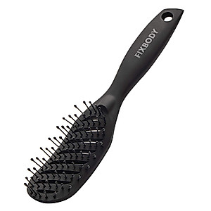 FIXBODY Curved Vent Hair Brush for Blow Drying, Styling and Solon, Detangling Hair Brush for Short Thick Tangles Hair, Both Men and Women, Black