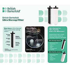 British Berkefeld Doulton ¦ W9121226 ¦ 7" Ultra Sterasyl ¦ Authentic Gravity Drinking Water Ceramic Replacement Candle Element Filter ¦ 8674 ¦ White ¦ (2 Pack) [Energy Class A+]