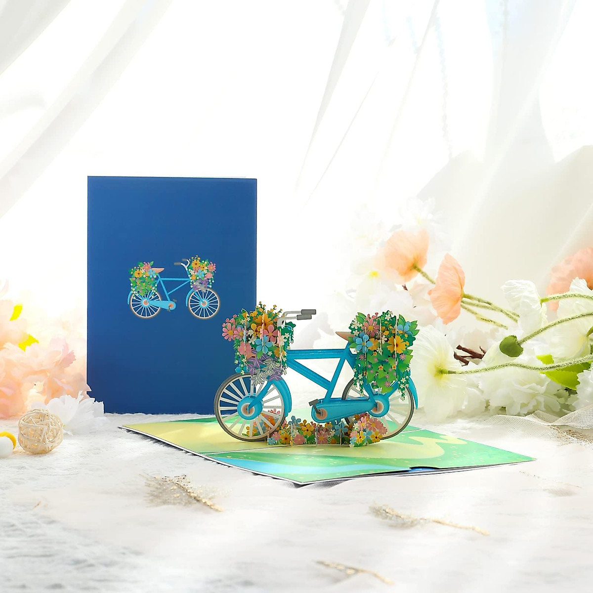 Paper Spiritz Flower Bike Pop Up Card Bicycle Greeting Card Mother's Day Anniversary Pop Up Card Birthday Popup Card Thank You Card Just Because All Occasions-100% Recycled and Eco-Friendly
