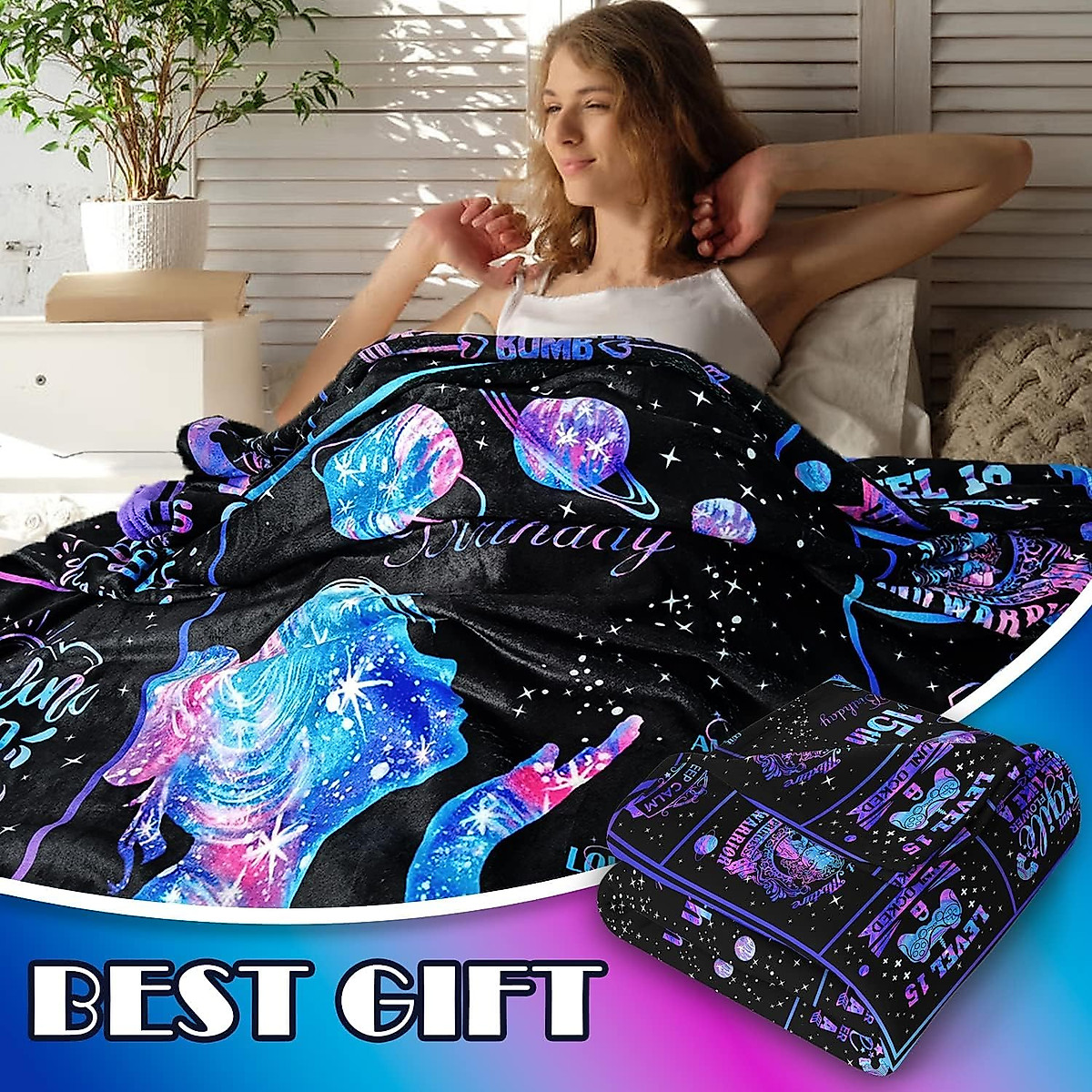 Dulkjio Gifts for 15 Year Old Girl, Quinceanera Gifts, 15 Year Old Girl Gift Ideas, Birthday Gift for 15 Years Old Girl, 15th Birthday Gifts for Teen Girls, 15 Year Old Girl Gift Throw Blanket 60"X50"