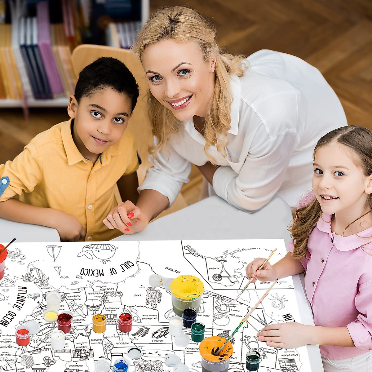 2 Pack Jumbo USA & World Map Coloring Posters