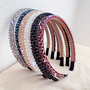Ruihfas Fashion Sparkle 4 Rows Crystal Rhinestone Headbands Beaded Hair Hoop Band (Black)