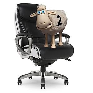 Serta Executive Office Smart Layers Technology Leather and Mesh Ergonomic Computer Chair with Contoured Lumbar and ComfortCoils, Black & White