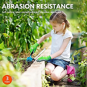 Vgo... 3-Pairs Age 3-5 Kids Gardening Gloves, Children Yard Work Gloves, Soft Safety Rubber Gloves (XXXS, KID-RB6013)