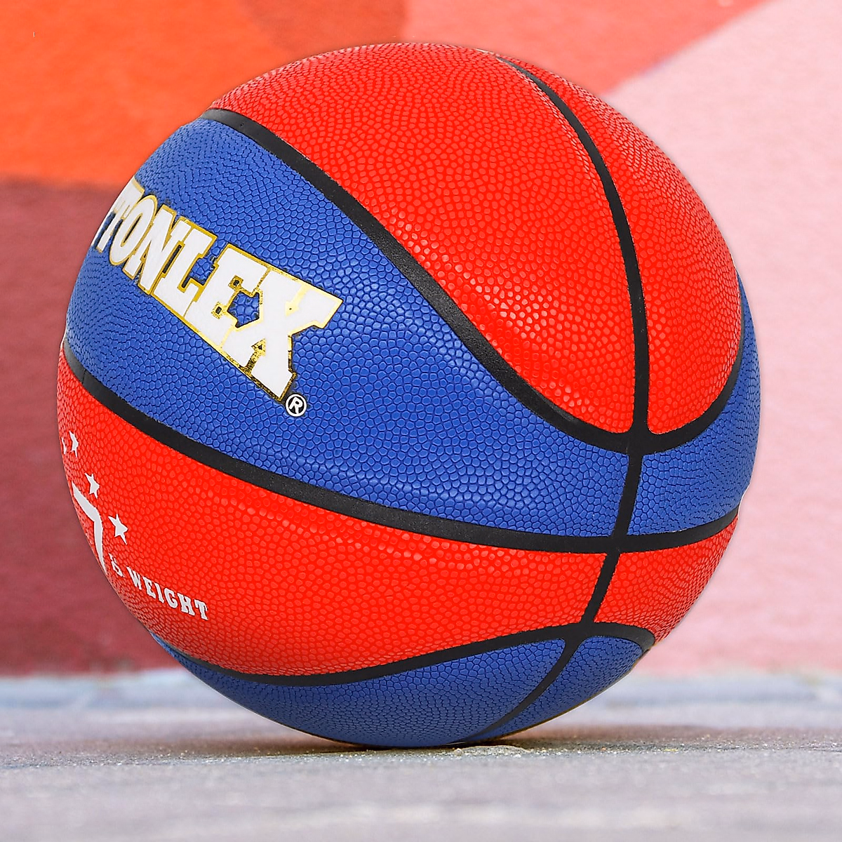 PATTONLEX Basketball - Official Size 7 (29.5") - Composite Leather - Indoor/Outdoor Ball for Men(Blue/red)