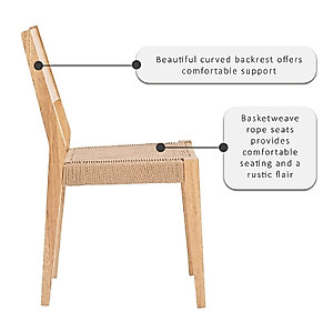 Linon Patty Set of Two Wood 18" Dining Chairs in Natural Brown