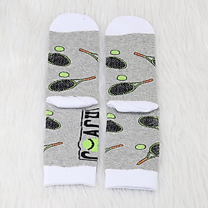 MBMSO Tennis Coach Gifts 2 Pair Tennis Coach Socks Appreciation Gifts for Tennis Coach Novelty Tennis Ball Socks (2 Pair Tennis Coach Socks)