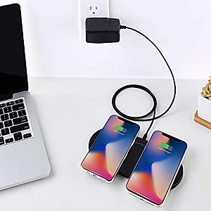 Amazon Basics Qi Certified Dual 10W Wireless Charging Pad - Includes AC Adapter, Black