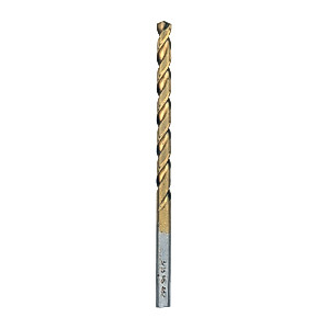 BOSCH TI2139 1-Piece 3/16 In.x 3-1/2 In. Titanium Nitride Coated Metal Drill Bit with 3/8 In. Reduced Shank for Applications in Heavy-Gauge Carbon Steels, Light Gauge Metal, Hardwood