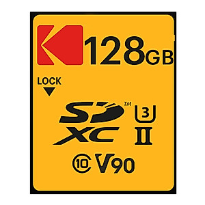 Kodak 128GB UHS-II U3 V90 Ultra Pro SDXC Memory Card - Up to 3000MB/s Read Speed and 270MB/s Write Speed