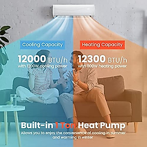 Mini Split ac/Heating System, 9000/12000/18000/24000 BTU MINI Split Air Conditioner; Heater, Saving Energy Wall-Mounted Ductless AC Unit with 1.5 Ton Heat Pump, Kit Rooms up to 1250 Sq. Ft, 208-230V
