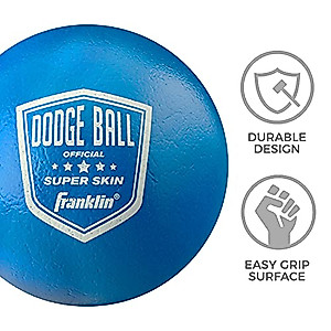 Franklin Sports Dodgeball Ball Set – Superskin-Coated Foam Balls for Playground Games – Small Dodgeballs for Gymnasium Games – Easy-Grip Foam Balls – Won’t Shred or Tear for Hours of Fun (pack of 6)