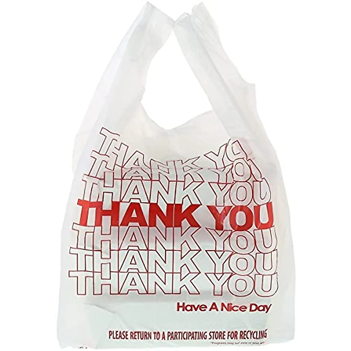 Concession Essentials 1/8 plastic thank you bags to go. Pack of 100 count