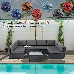 Crownland 8-Piece Patio Cushion Slipcovers for Outdoor Furniture Patio Sofa Couch Outside Zipper Design with 4 Seat Cushion Covers and 4 Back Covers, Suitable for Replacement Sofa Seat (Grey)