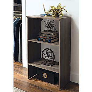 ClosetMaid SuiteSymphony Wood Shelf Unit, 2 Shelves, Adjustable, for Storage, Closet, Clothes, Shoes, Décor, TV, Books, Graphite Grey