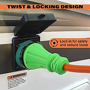 Flameweld RV Adapter Cord - NEMA 5-15P Male to SS2-50R Twist Lock Female, 50 Amp to 15 Amp 110 RV Adapter Cord with Locking Connector, 7500W STW 10/3 AWG RV Generator Cord, UL