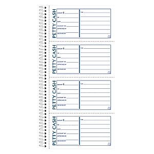 Adams Spiral Petty Cash Book, 2-Part, Carbonless, 4 Messages per Page, 200 Sets per Book (SC1156)