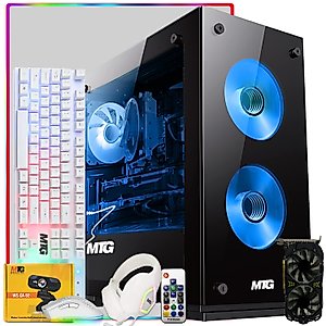 MTG Aurora 4T Gaming Tower PC- Intel Core i7 4th Gen, AMD RX 580 GDDR5 8GB 256bits Graphic, 16GB Ram, 1TB Nvme, 4TB HDD, MTG 4 in 1 Gaming Kit, Webcam, Win 10 Home