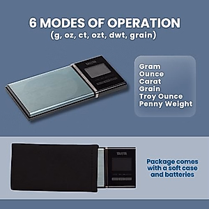 Tanita 1479J2 Mini Scale - Japan Technology Accurate Digital Pocket Scale for Jewelry - 200G Capacity - Blue Backlit Display - 6 Different Modes of Measurement: Gram, Oz, Carat, Troy Oz, Dwt, Grain