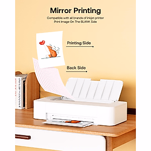 Hiipoo 10pc Light Heat Transfer Paper 8.5x11" Iron-on Transfer Paper for T-Shirt Sheets Printable and Washable Transfer Paper for Inkjet Printer