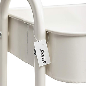 AGTEK Makeup Cart, Movable Rolling Organizer Cart, White 3 Tier Metal Utility Cart