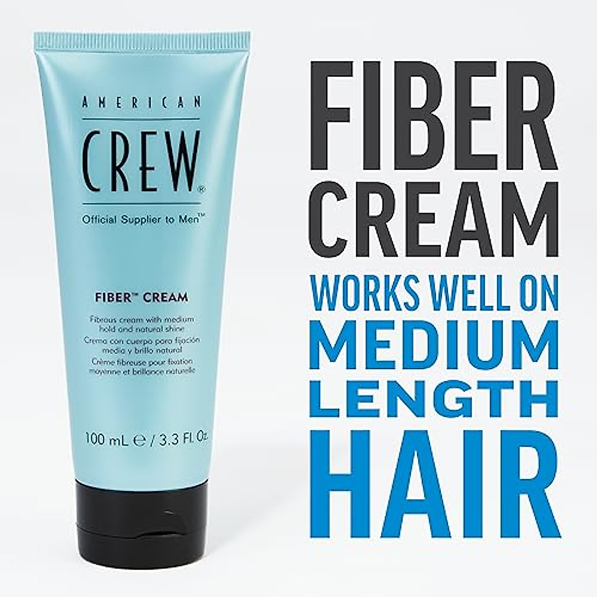 American Crew Men's Fiber Cream, Like Hair Gel with Medium Hold & Natural Shine, 3.3 Fl Oz