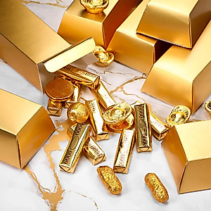 40 Pieces Gold Bars Fake Gold Bar Gift Box Golden Favor Boxes Foil Treasure Boxes Paper Golden Brick Casino Pirate Theme Party Supplies for Candy, Treats, Toys, Crafts Decoration, 5.5 x 3.2 Inches